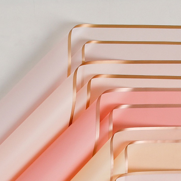 20PCS Flower Wrapping Paper Gold Border Jelly Color Packaging Paper ...