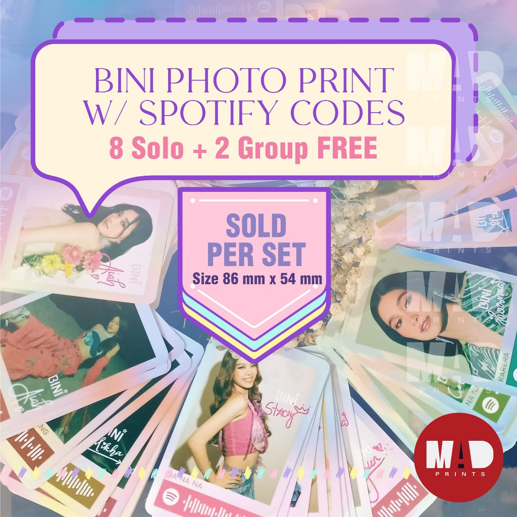 BINI Photocards 8 Solo + 2 Group FREE - with signature and Spotify QR ...