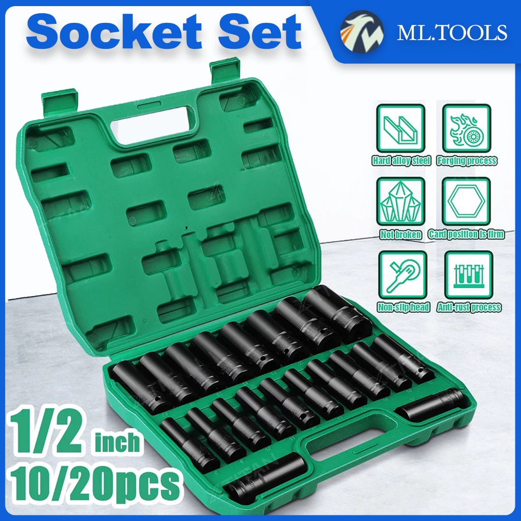 20Pc Electric Wrench Impact Socket Set 8-32mm for Wind Cannon with Deep ...