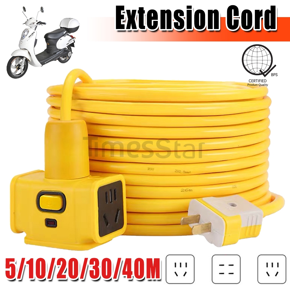 (With Switch) 5M-40M Extension Cord Socket Long Plug-In Strip Electric ...
