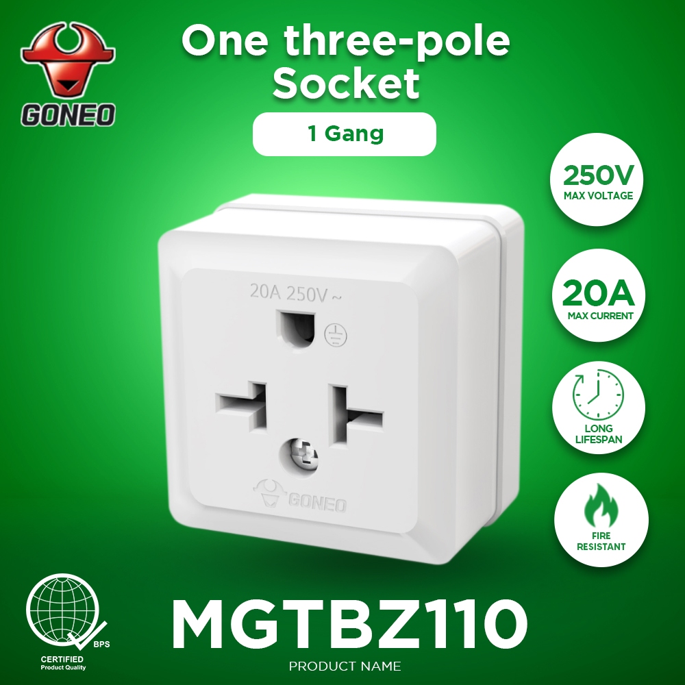 GONEO 1 Gang Aircon Wall Socket 20A, 250V - High Capacity Wall Socket ...