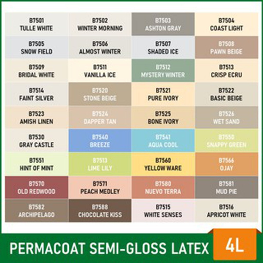 ( 4 LITER ) BOYSEN TULLE WHITE B-7501 PERMACOAT SEMI GLOSS LATEX FOR ...