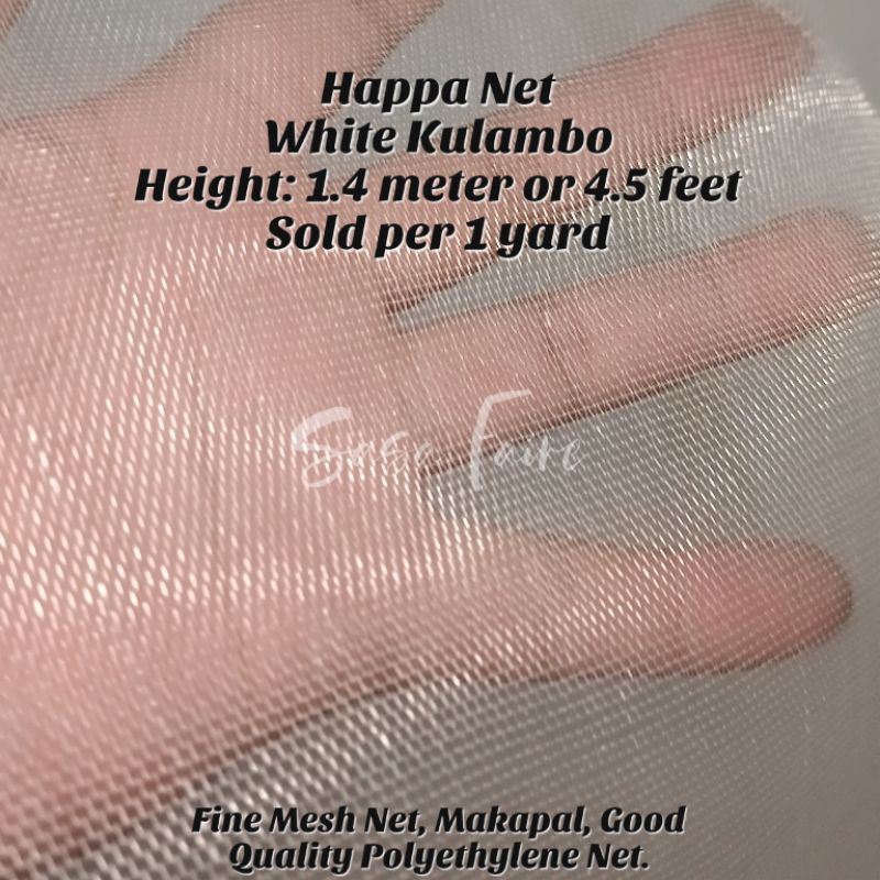 MAKAPAL WHITE NET 1.5 METER, SOLD PER 1 YARD HAPPA TINGI MAKAPAL ...