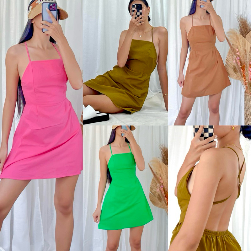 ZAFIRAH Linen Premium Dress Adjustable Back | Shopee Philippines