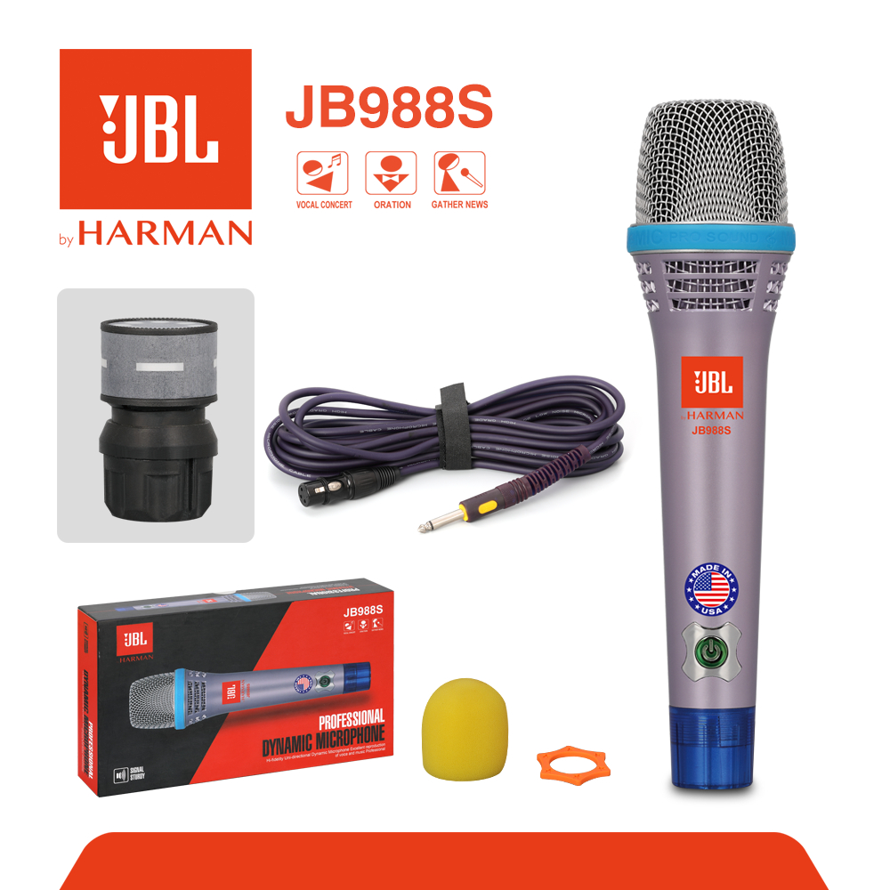 sata JBL JB998S Universal Microphone Karaoke Dynamic Heavy Duty Wired Professional Microphone ...