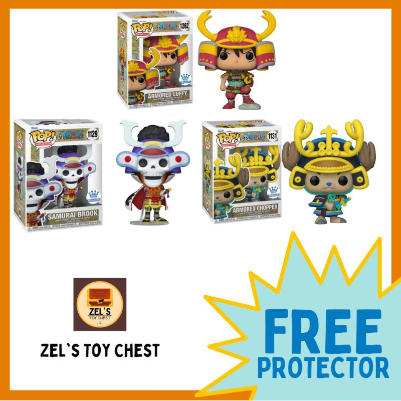 Funko Pop! One Piece: Armored Luffy, Brook & Samurai Chopper Bundle ...