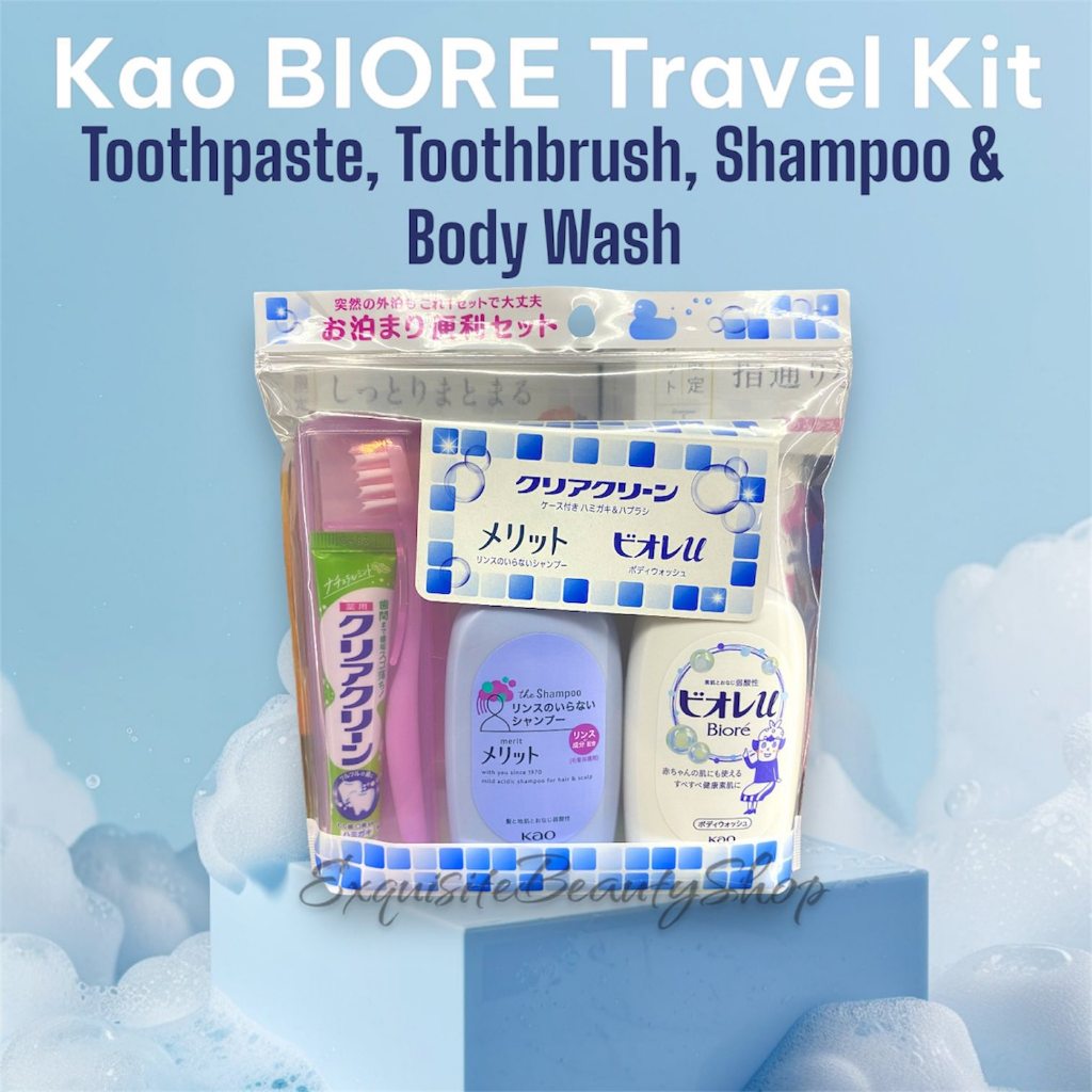 Kao Clear Clean Travel Set (Shampoo, Body Soap, Toothbrush, Brush ...
