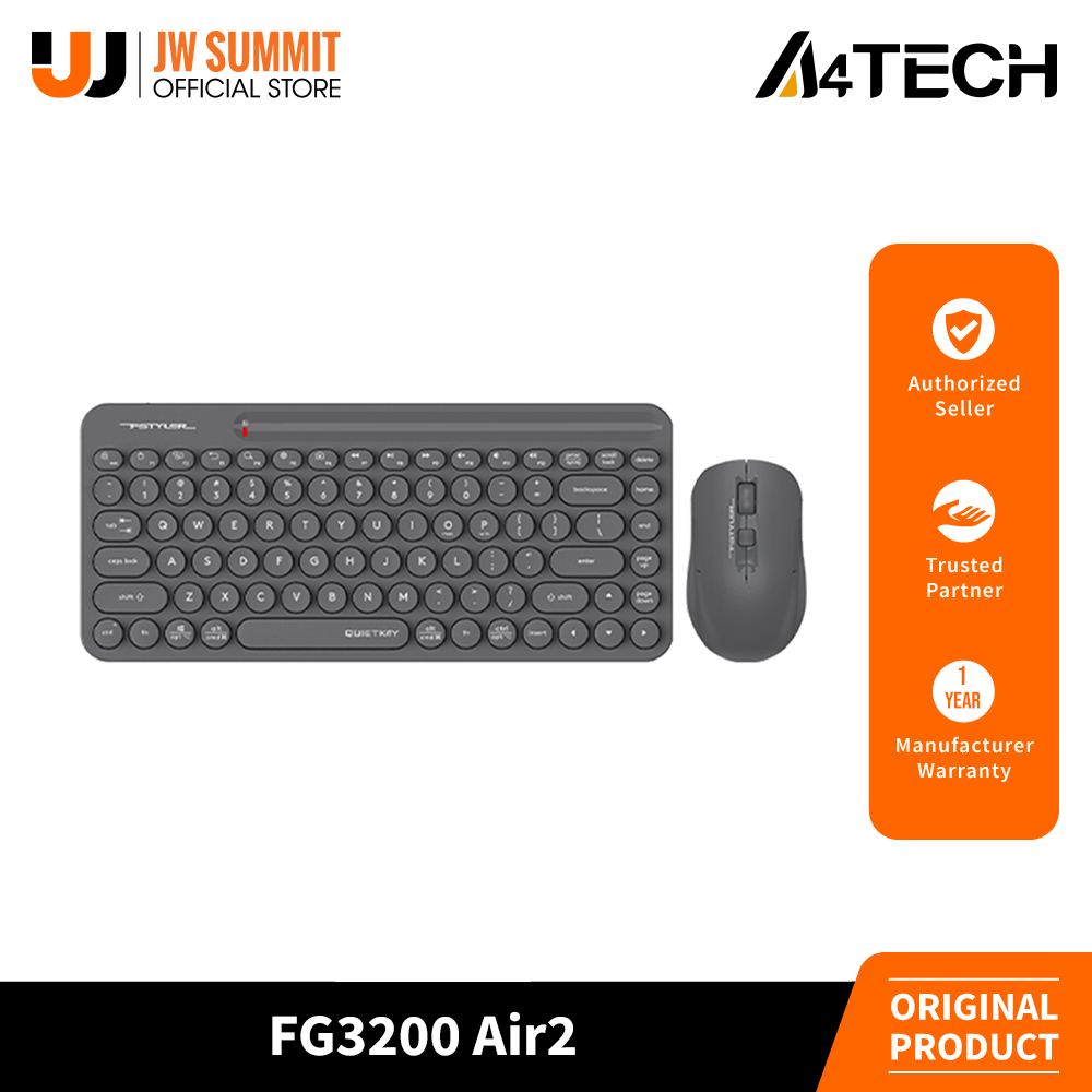 A4Tech FG3200 Air2 QuietKey 2.4G Hz Compact Wireless Keyboard and Mouse ...