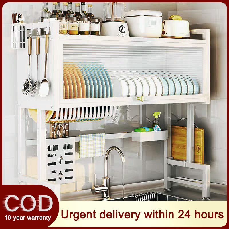 Dish drainer rack dustproof Drain Rack Metallic plate drainer rack With ...