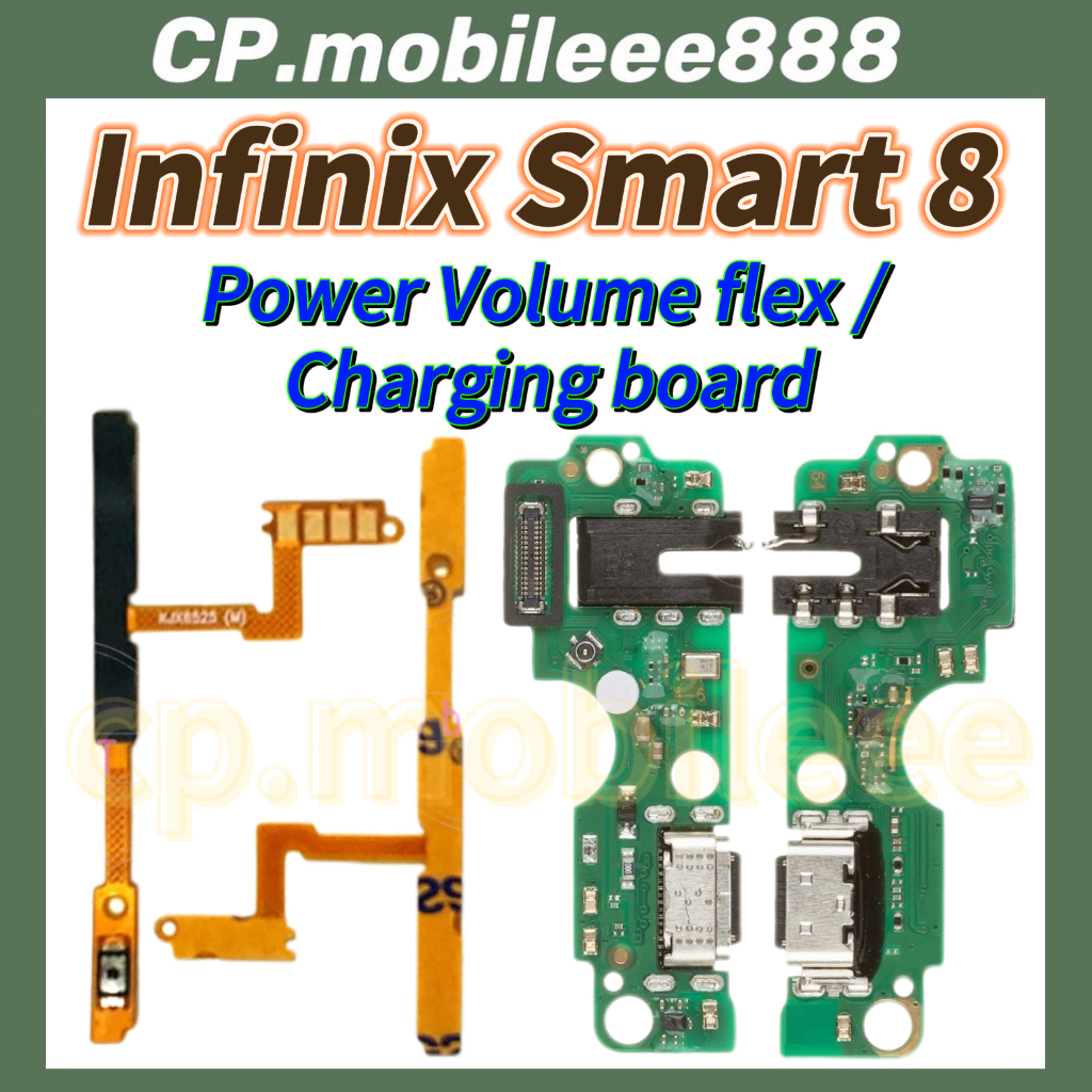 Infinix Smart 8 Power Volume Flex Button Switch USB Charging Port Board For Repair Replacement ...