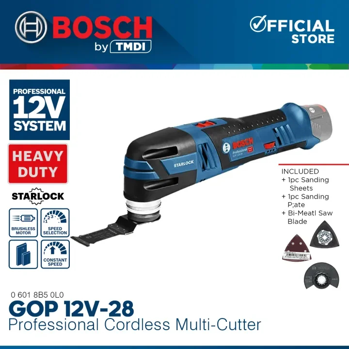 BOSCH Lithium Ion Li-Ion Cordless Multi-Purpose Oscillating Tool Solo GOP 12V 12V-28 06018B50L0 ...