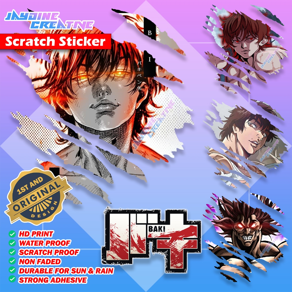 Baki Scratch Design Sticker, Indoor Outdoor Vinyl Sticker, Waterproof ...