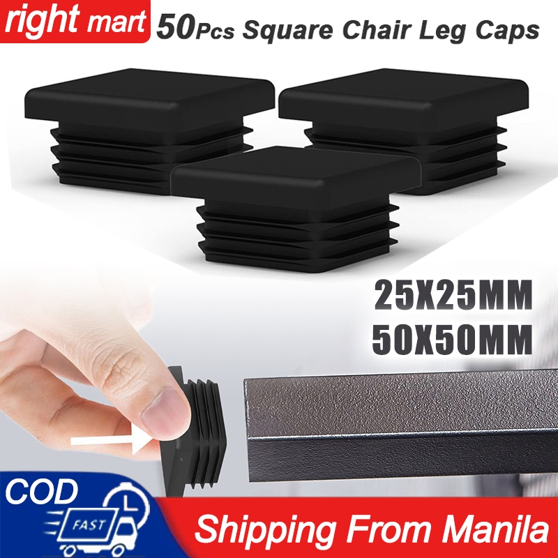 50pcs Square Rubber Footings Square Chair Leg Cap Furniture Chair Table ...