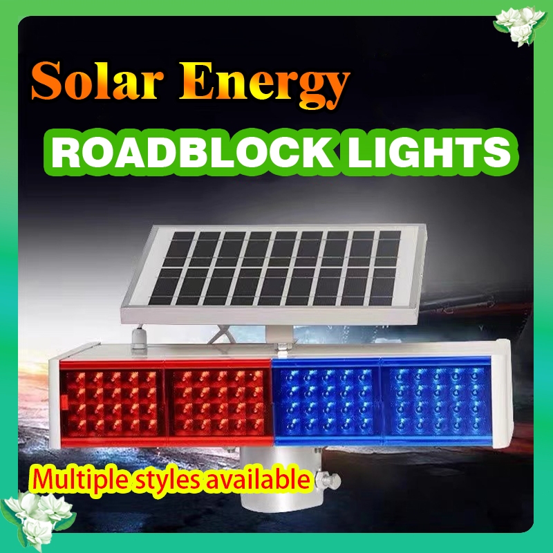 Blue and Red Solar Warning Strobe Lights Road Safety Flash Lights Night Construction Lights ...