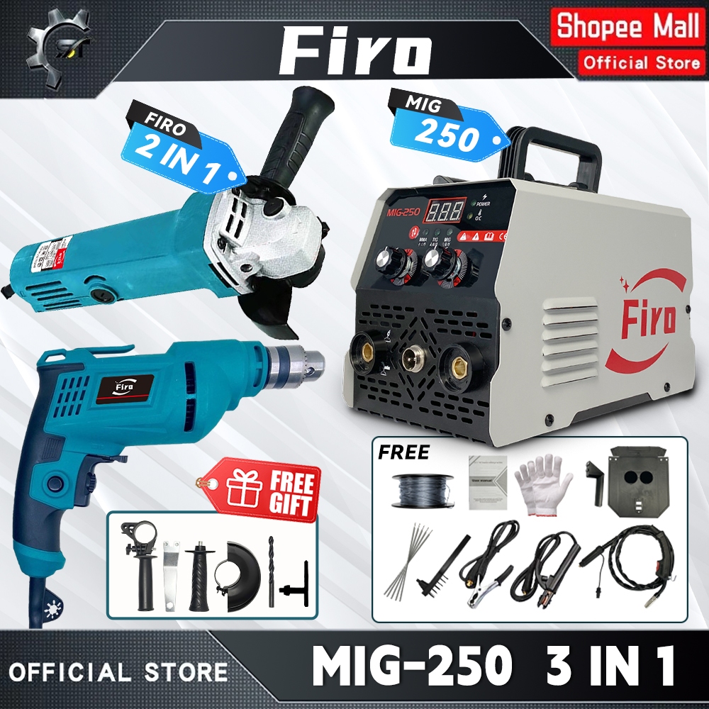 3IN1 SET MIG/MMA 2IN1 Inverter Welding Machine 250A Welder + Electric ...