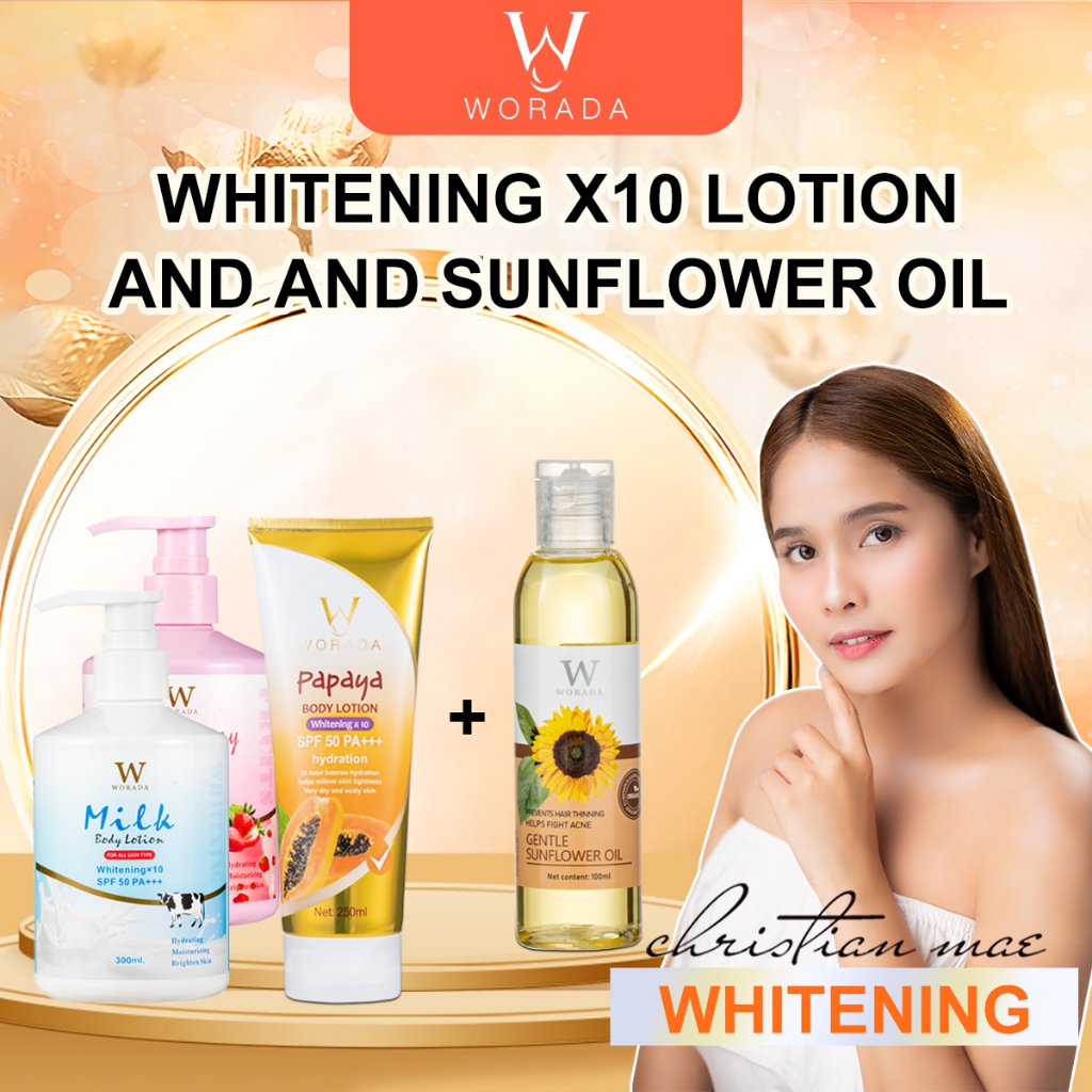 WORADA WhiteningX10 SPF50 Moisturizing Body Lotion And 100% Natural ...
