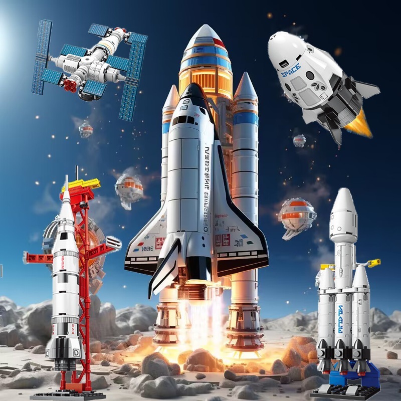 Space Shuttle Rocket 3D Model DIY Assemble Blocks Educational Toys ...