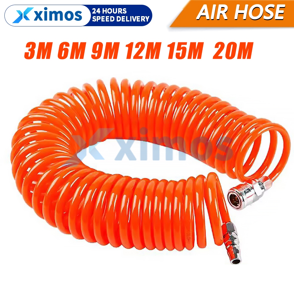 Air Compressor Hose Tube 3-20M Pneumatic Hose Spring Air Pipe Tool ...