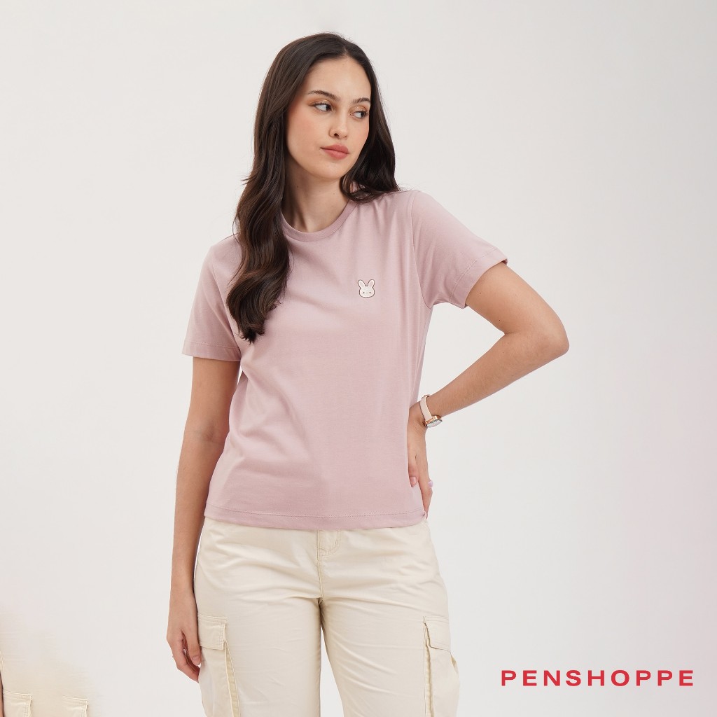 Penshoppe Rabbit Relaxed Fit Embroidery Graphic T-Shirt For Women (Old ...