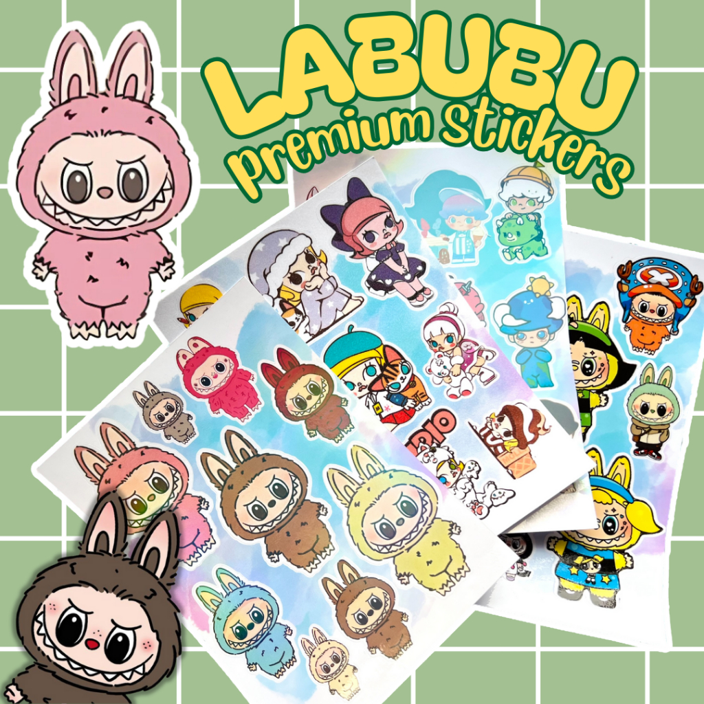Premium Labubu Sticker Sheet | Popmart Labubu Fan Art Waterproof ...