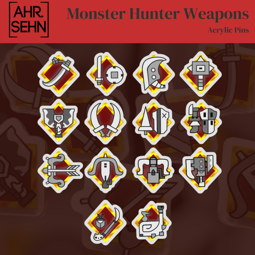 Monster Hunter Weapons Acrylic Pins by ahr.sehn | Shopee Philippines