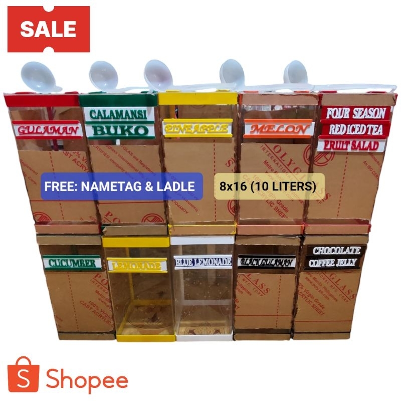 Palamigan Acrylic / Juice Container Free Sandok & Nametag | Shopee ...