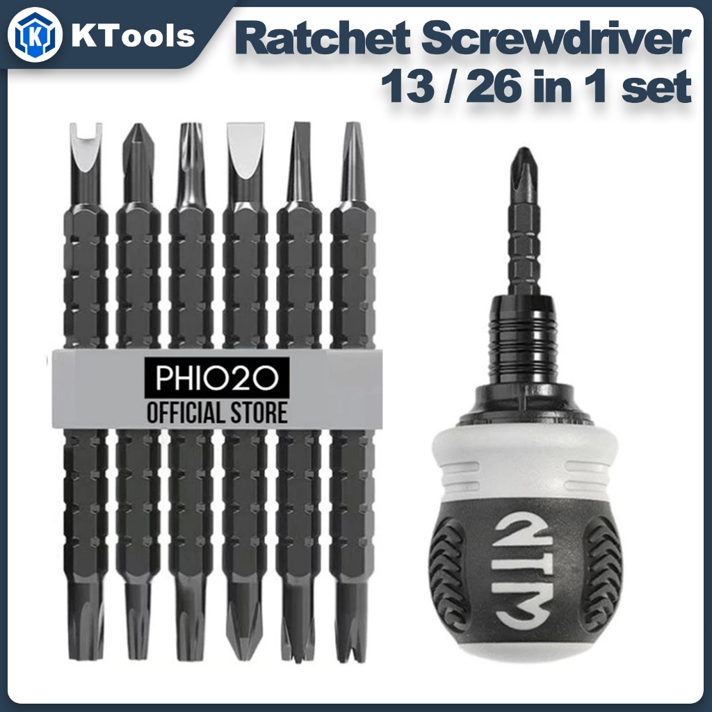 KTools 13 in 1 Ratchet Screwdriver Set CRV Cross Groove Drill ...