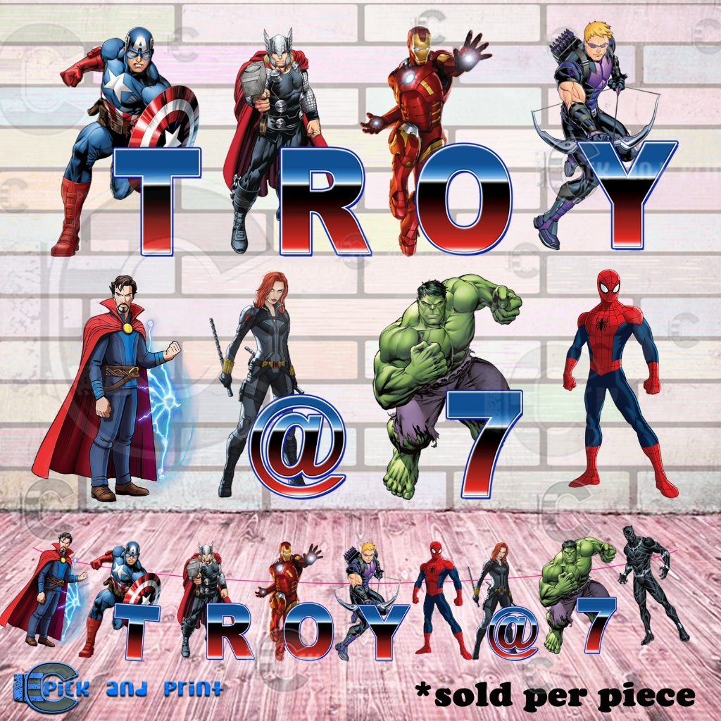 Personalized Marvel Avengers Character Name Banner Bunting Banderitas ...