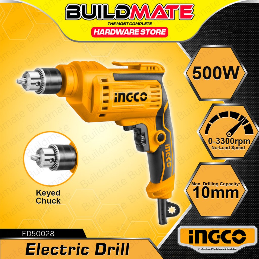 BUILDMATE Ingco Electric Drill 500W Cement Drilling Wood Drilling ...