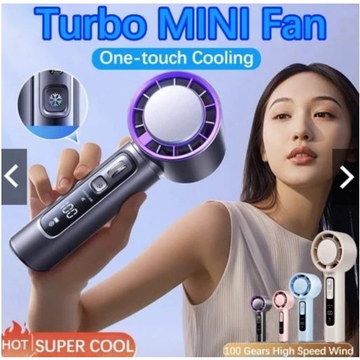 Mini Fan Rechargeable Handheld Jet Fan Strong Metal Body Digital ...