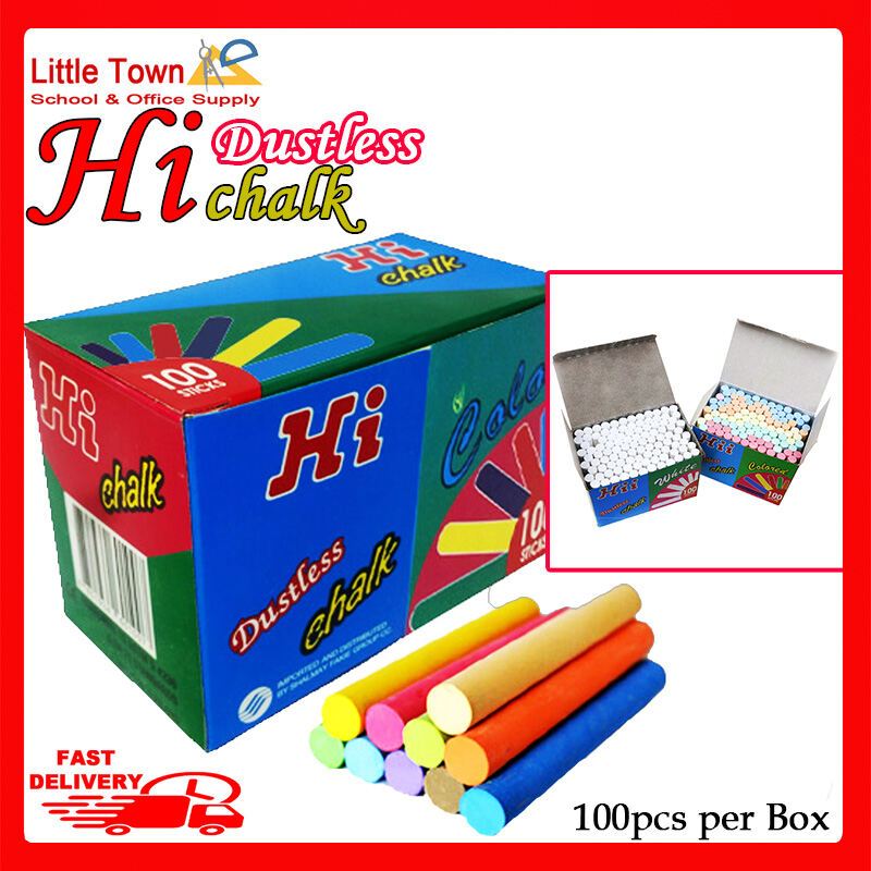 Teacher Writing Tool School Dustless Chalk White and colored chalk 100 ...