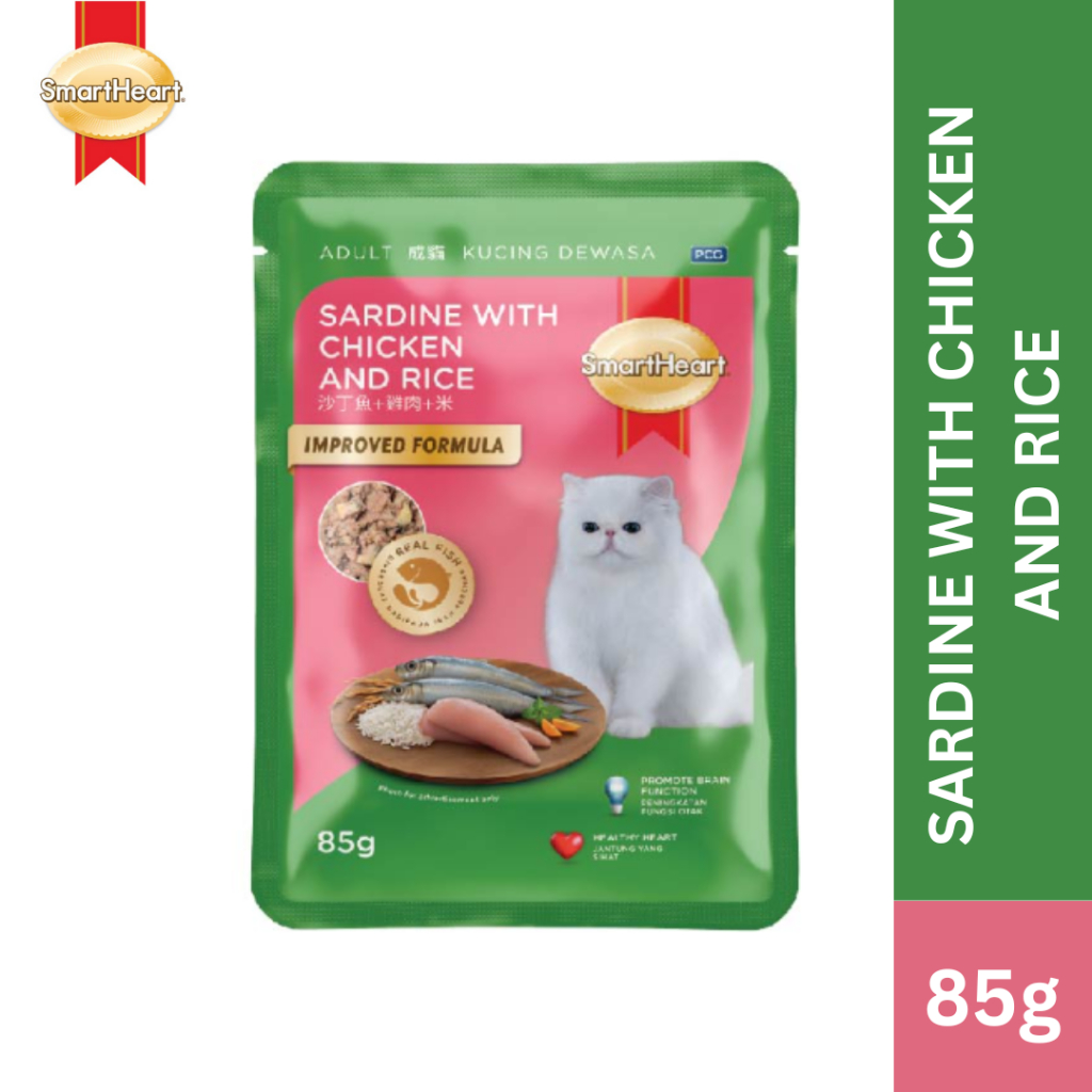Smartheart Pouch Cat Wet Food for Adult - Sardine with Chicken and Rice ...