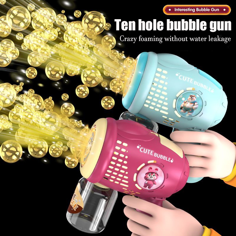 Fully automatic bubble gun with outdoor children's lighting (free: 4 * battery+1 * bubble water ...