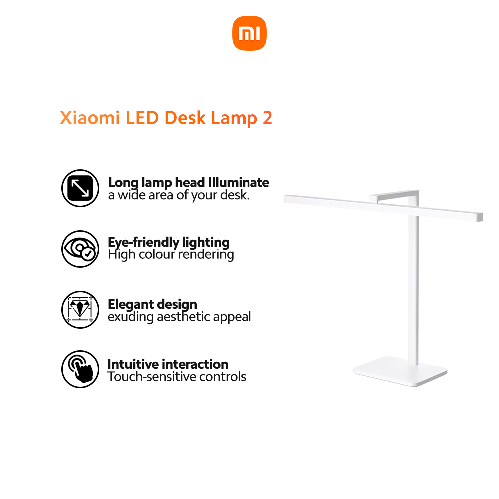 Xiaomi LED Desk Lamp 2 Long lamp head Eye-friendly lighting Intuitive ...