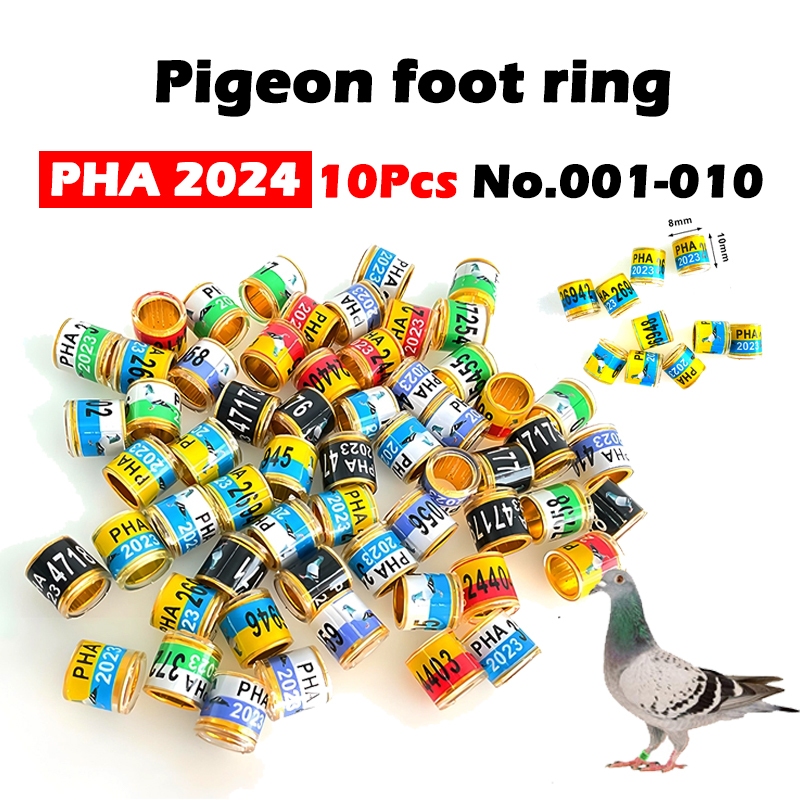 10Pcs 2023/2024 Pigeon foot ring PHA Digital foot ring Parrots leg ring ...