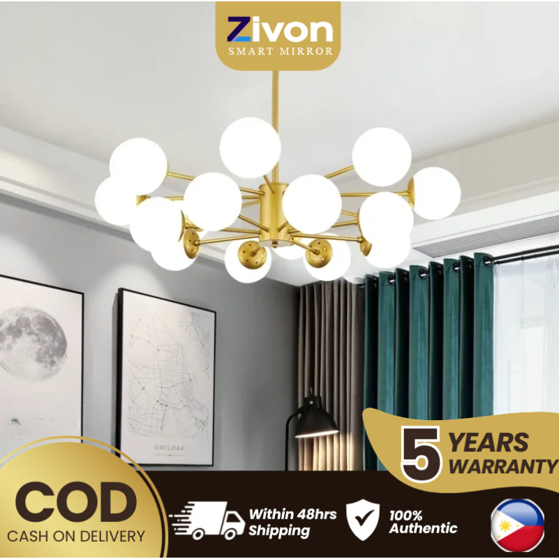 Nordic three-color ceiling lamp led chandelier living room bedroom ...