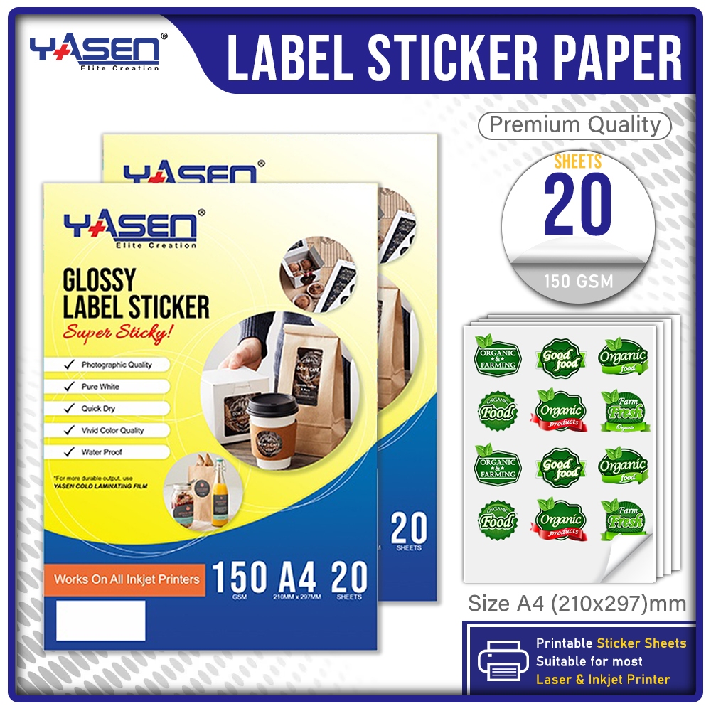 Yasen Glossy Label Sticker 150 GSM A4 | Shopee Philippines