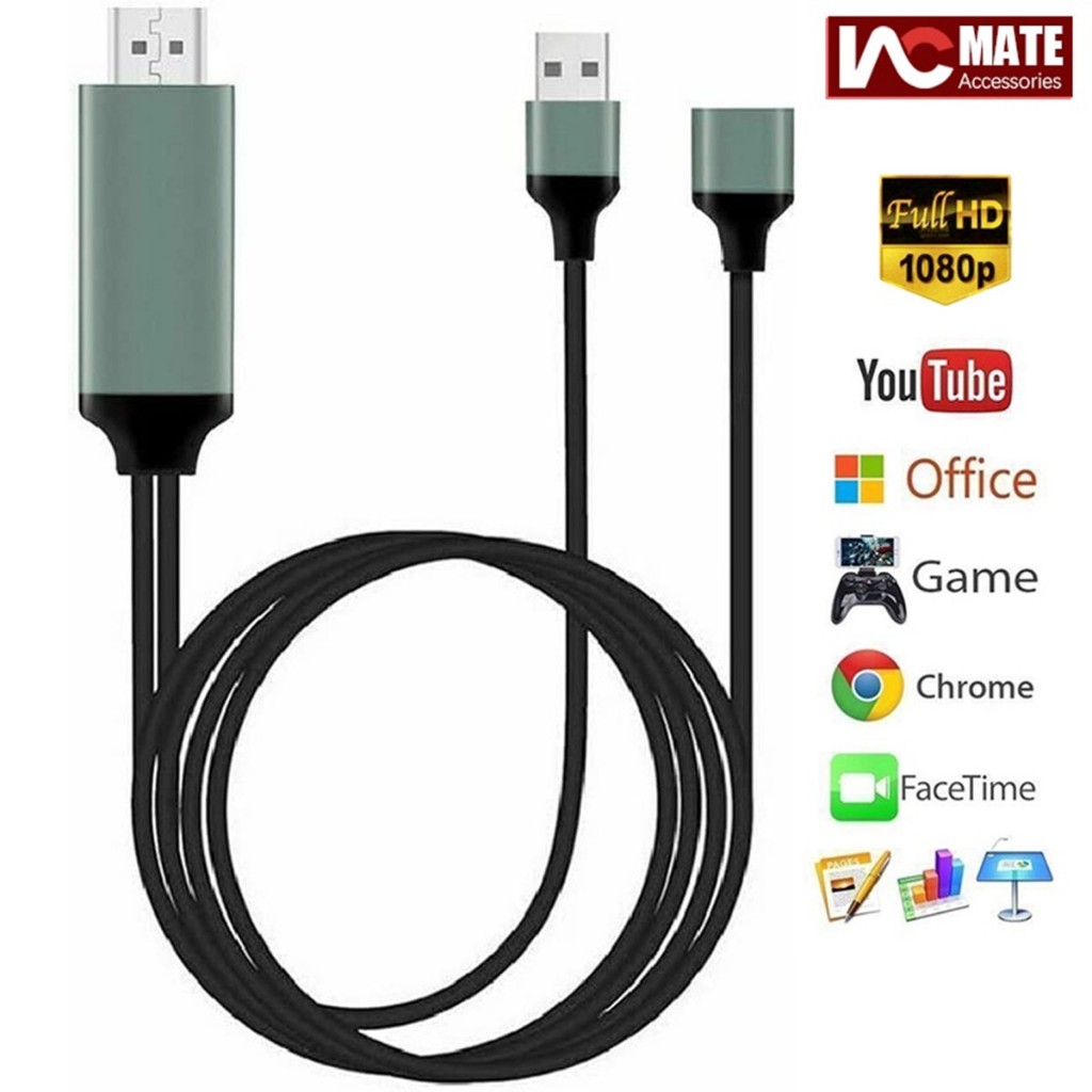 1m Phone to TV Universal HDMI Cable 1080P HD HDMI 3 in 1 Micro USB/Type ...