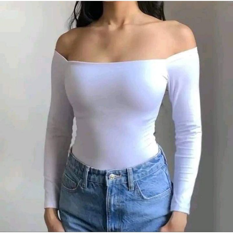 Lixine Off Shoulder Long Sleeve Double Lining Front and back | Shopee ...