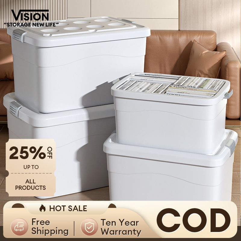 Vision Plastic Storage Box Stackable Large Capacity Clothes Toys ...