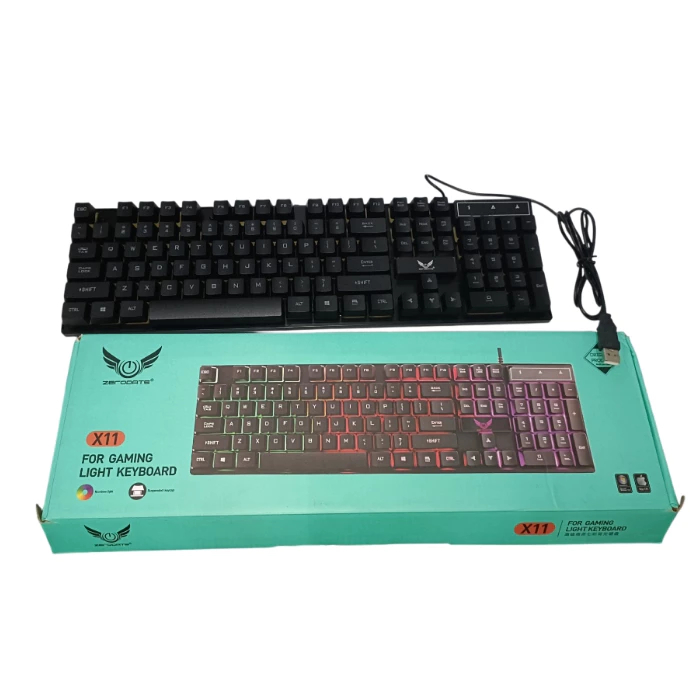 X11 Gaming Keyboard and USB Wired Gamer Keyboards Kit LED RGB Backlit ...