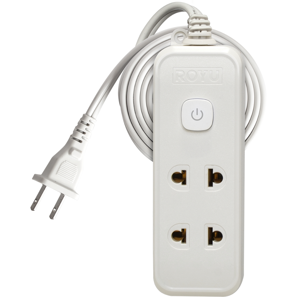 ROYU 2 Universal Outlet +1 Flat Pin Extension Cord with Push Button ...