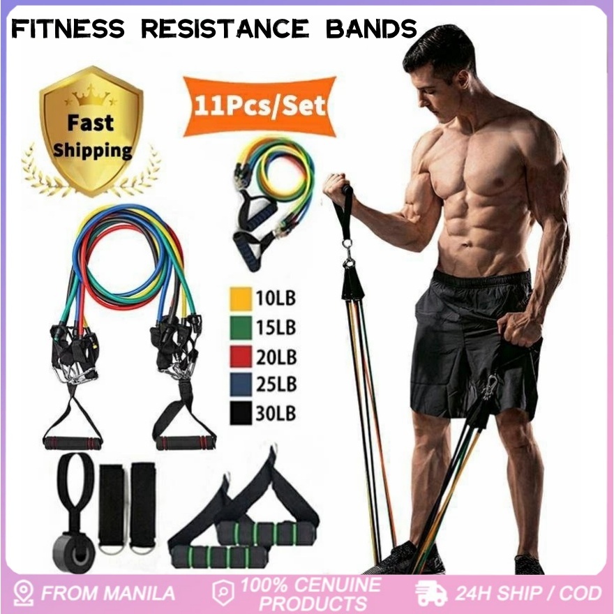 Portable 11-piece resistance Band 100 Pounds Resistance Rope Body ...