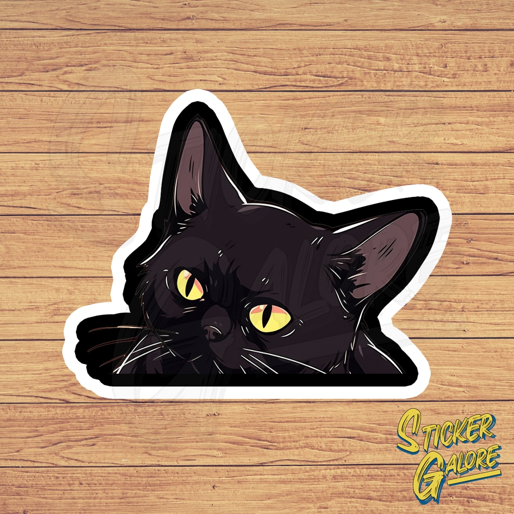 CUTE BLACK CAT PEEKER STICKERS (WATEPROOF AND SCRATCH PROOF) sticker ...