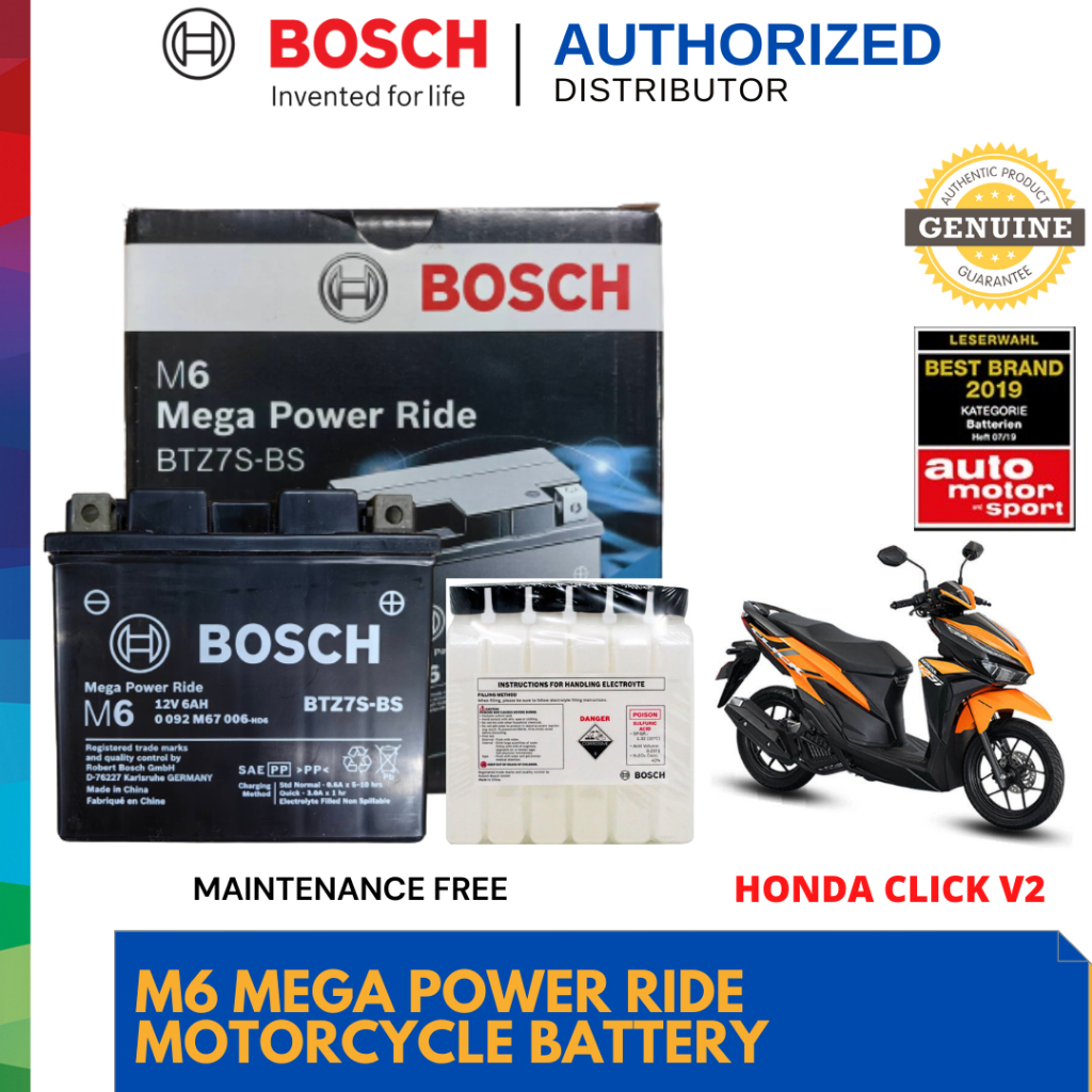 Bosch BTZ7S-BS Battery for Honda Click V2, Bosch Battery, Battery for ...