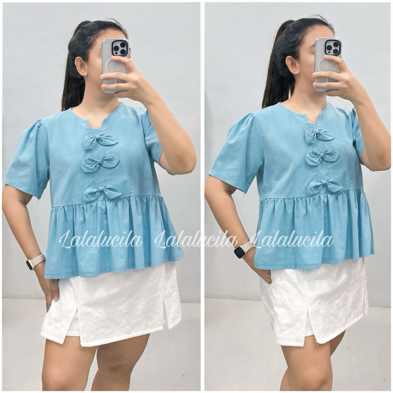 PLUS Maloi (L-3XL) Coquette Top Cotton Linen | Shopee Philippines