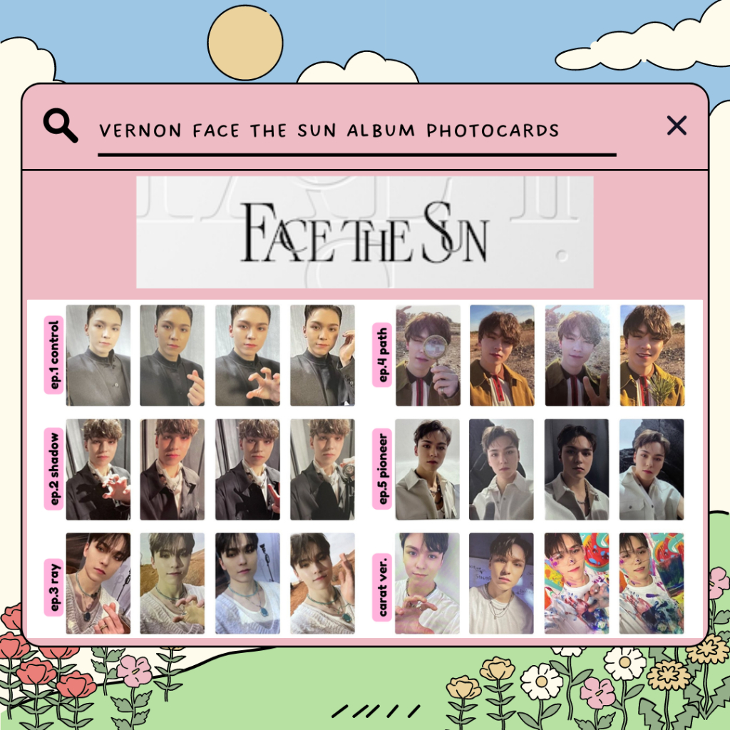[PER PIECE/SET] SEVENTEEN SVT VERNON FACE THE SUN FTS ALBUM HD PRINT ...
