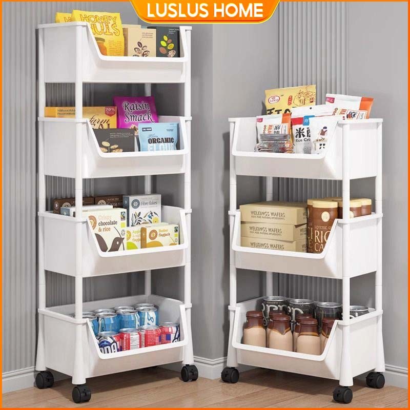 Moving Rack Bathroom Trolley Rack Kitchen Storage Shelf Desk Side Book ...
