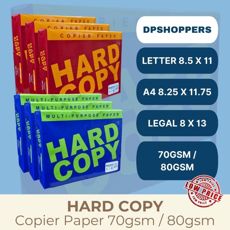 Hard Copy Bond Paper Short A4 Long 70gsm & 80gsm 500Sheets | Shopee ...