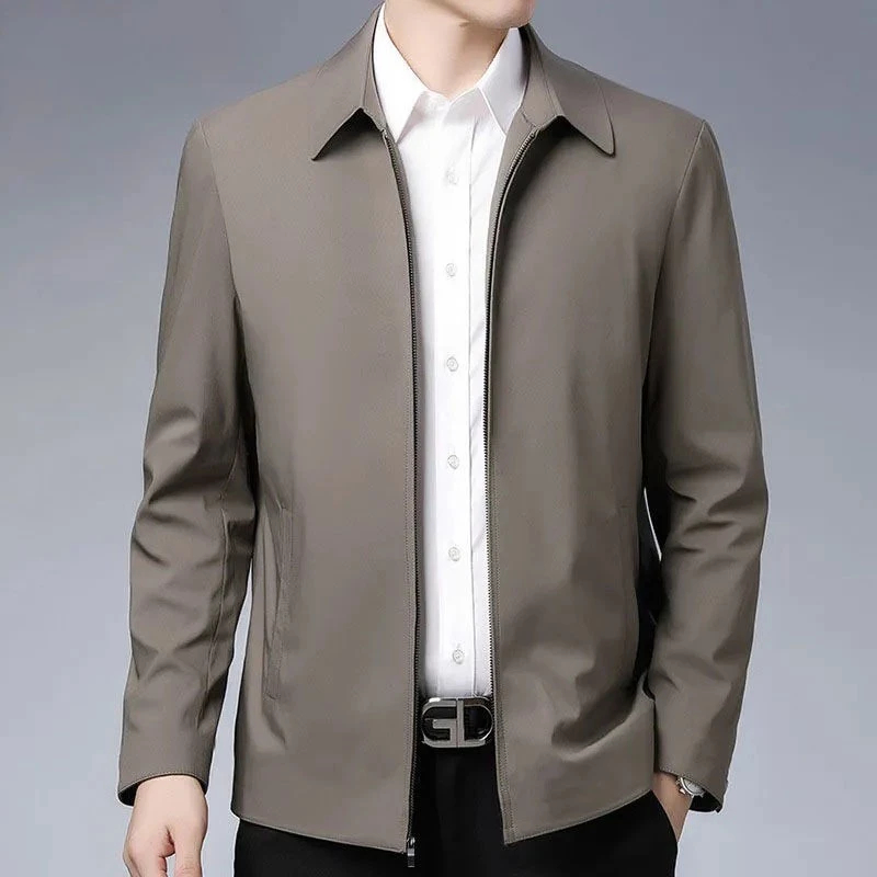 Bomber Jacket for Men with Zipper and Pockets Polo Neck Windbreaker ...